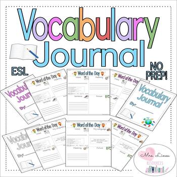 Vocabulary Journal - Word of the Day- Differentiated Worksheets ESL ...