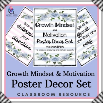 Growth Mindset and Motivation Poster Decor Set - Bulletin Board ...