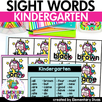 Kindergarten Unicorn Pocket Chart Sight Words | TeachShare