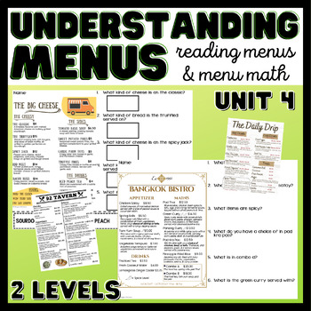 Understanding Menus Unit 4 - Reading Menus & Menu Math - Life Skills ...