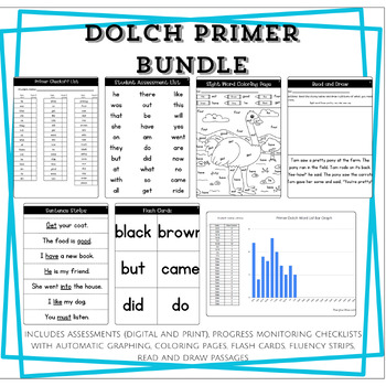 Dolch Primer Bundle (No Prep and Easy Editable Progress Monitoring ...