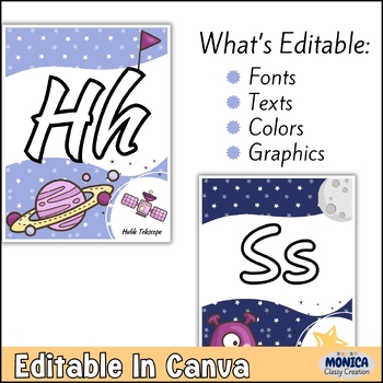 Space Alphabet Posters-Cursive And Print ABC Posters-Classroom Decor ...