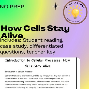 Cellular Processes How Cells Stay Alive Biology Reading Comprehension ...