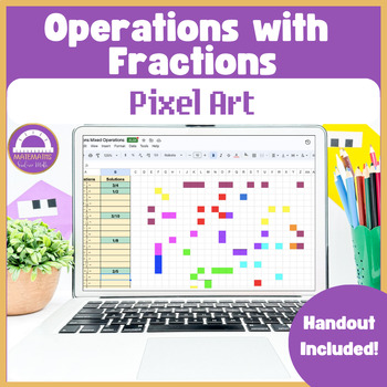Fraction Operations Pixel Art Add Subtract Multiply Divide Digital ...