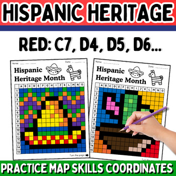 Hispanic heritage month coloring pages September Pixel Art Map Skills ...