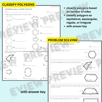 Geometry Worksheets Bundle - Classifying Types of Polygons - Printable ...