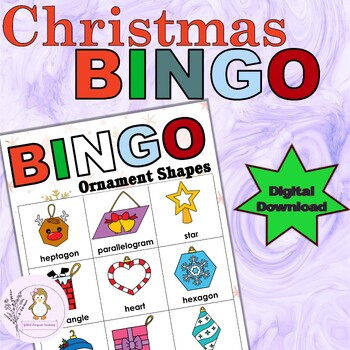 Christmas Ornament Shapes Bingo Cards Activity Game for Classroom ...