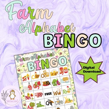 Farm Alphabet Bingo Cards Alphabet Activity Game For Classroom Parties ...