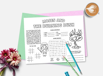 Moses and the Burning Bush, Bible Story Activity Sheet, Sunday School ...