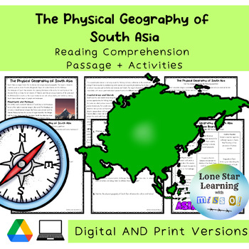 World Cultures Physical Geography of South Asia Passage & Activities ...