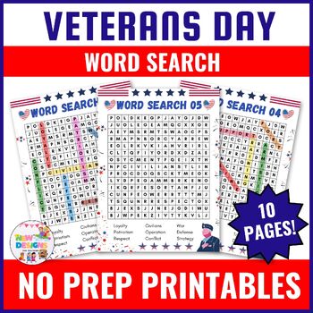 Veterans Day Word Search Vocabulary Activity Worksheet / Printable ...