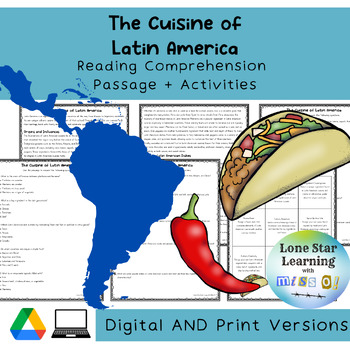 World Cultures The Cuisine of Latin America Passage & Activities - NO ...
