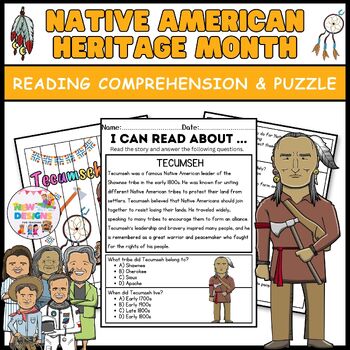 Tecumseh Reading Comprehension & Puzzle Activity / Native American ...