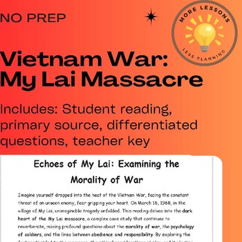 My Lai Massacre: Vietnam War Cold War Reading Comprehension Worksheet ...