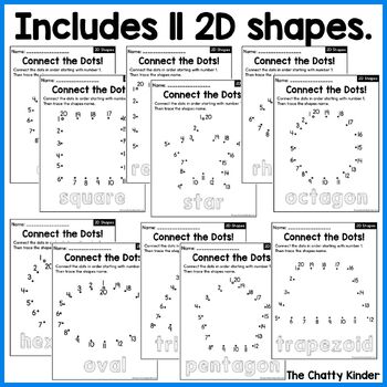2D Shapes Dot to Dot Worksheets for Kindergarten - Connect the Dots 2D ...