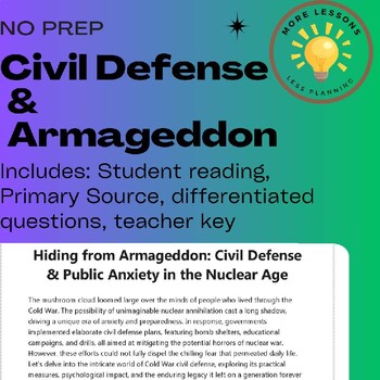 Civil Defense in the Nuclear Age Reading Comprehension Worksheet ...