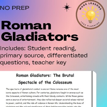 Roman Gladiators & the Colosseum Ancient Rome Reading Comprehension ...