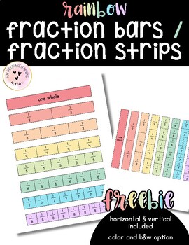 Fraction Strips Fraction Bars Printable Horizontal Vertical Unit ...