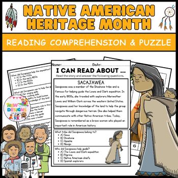 Sacajawea Reading Comprehension & Puzzle Activity/Native American ...