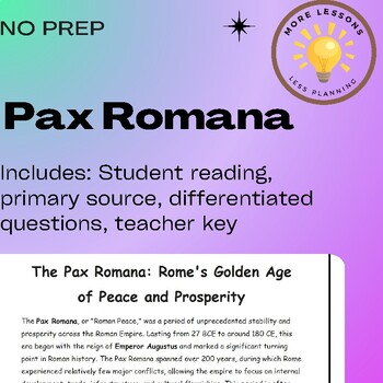 The Pax Romana Ancient Rome's Golden Age Reading Comprehension ...