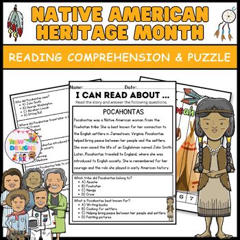 Pocahontas Reading Comprehension & Puzzle Activity / Native American ...