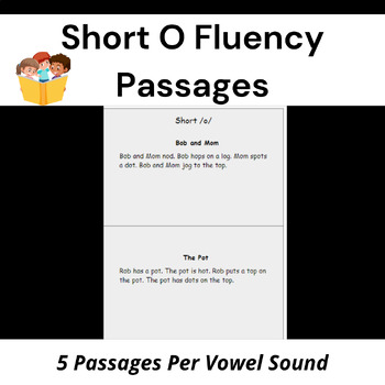 Kinder 1st Grade CVC Short Vowel O Fluency Passages Reading Decodables ...