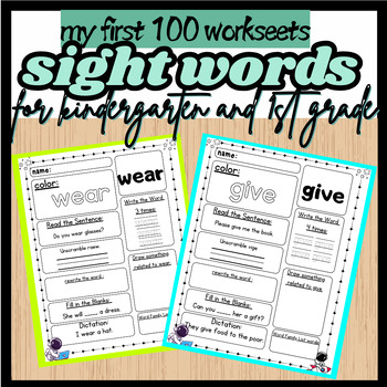 my first 100 sight words for kindergarten and 1st grade workseets.Fry's ...