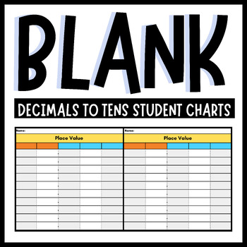 Blank Place Value Chart Tens to Decimals Template Student Printable ...