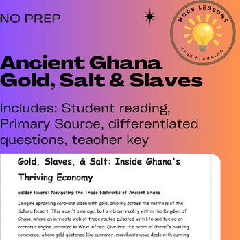 Ancient Ghana's Economy: Gold, Slaves and Salt Reading Comprehension ...