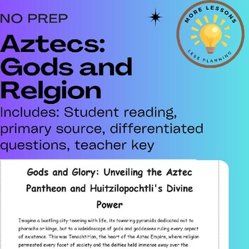 Ancient Aztecs: Gods and Religion Mesoamerica Reading Comprehension ...