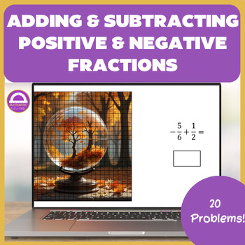 Adding and Subtracting Positive and Negative Fractions Fall Pixel Art ...