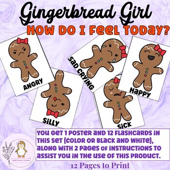 How Do I Feel Today Gingerbread GIRL Poster and Flashcards Emotions ...