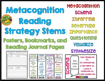 Metacognition Reading Strategy Stems Bookmarks, Posters, Journal Logs ...