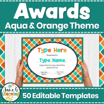 Editable Awards Templates | End of the Year Awards | Aqua & Orange ...