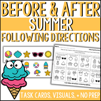 Summer Following Directions Before & After FREEBIE - Speech Therapy No ...