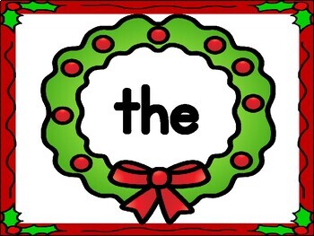 Christmas Wreath Dolch Sight Word Flash Cards & Posters Pre-Primer ...