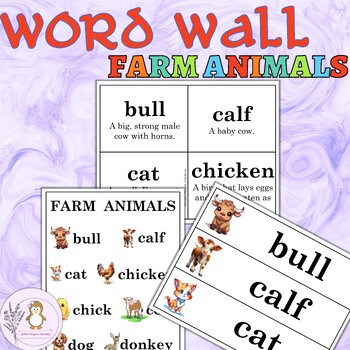 Farm Animals Word Wall Strips, Posters, Description Flashcards ...