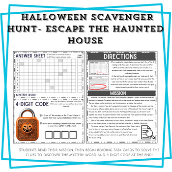 Halloween Around the World Scavenger Hunt- Escape the Haunted House (No ...