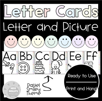 Letter Wall Cards l Pastel Smiley Theme l Letter and Picture l ...