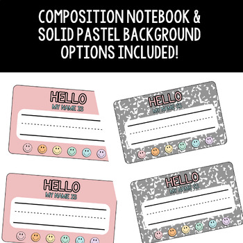 Pastel Rainbow Smile Pencil Box Name Tags Hello My Name Is Name tag ...