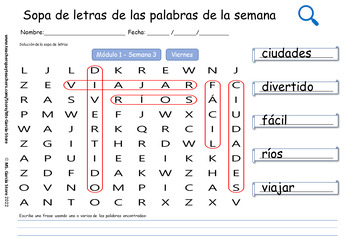 Sopa de letras palabras de uso frecuente HMH 2º grado Módulo 12 ...