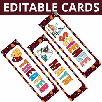 Editable School Subject Cards -Fall Edition-Customizable Templates and ...
