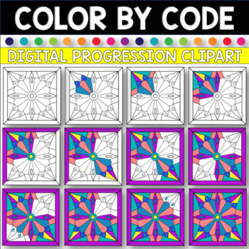 Colorful Designs Color by Code Progression Digital Clip Art Set 2 ...
