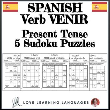 SPANISH Verb VENIR Present Tense Sudoku - El verbo VENIR en presente ...