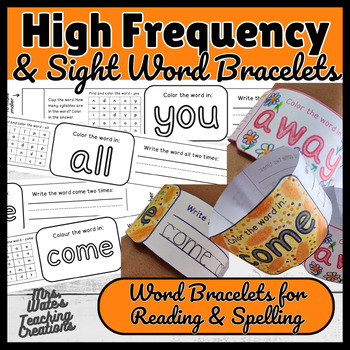 High Frequency & Sight Word Bracelet & Worksheets for Fluency & Word ...