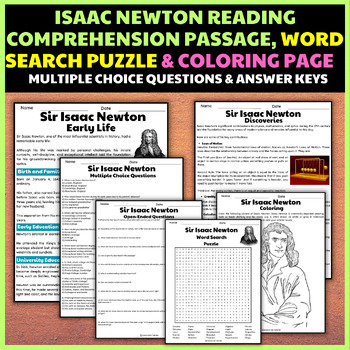 Isaac Newton Biography Reading Comprehension Passage Multiple Choice ...