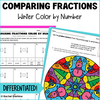 Comparing Fractions Winter Color by Number Coloring Sheet ...