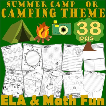 Camping Summer Camp Theme NO PREP Worksheets Writing Prompts Math ELA ...