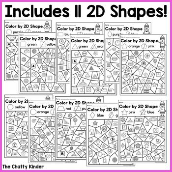 2D Shapes Color by Code Worksheets for Kindergarten - Real Life Objects ...