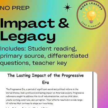 Impact and Legacy of Progressive Era Reading Comprehension Worksheet ...